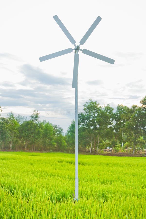 Rice Field with Wind Turbines Stock Image - Image of culture, canal ...