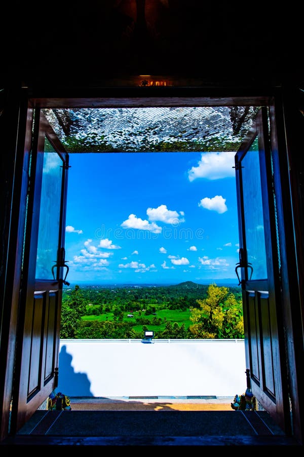 Rice Field in the Window Frame Stock Image - Image of landscape ...
