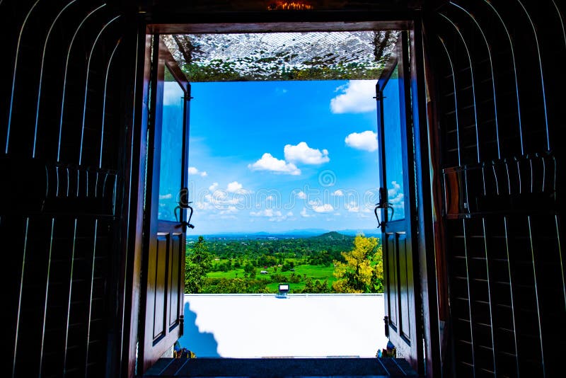 Rice Field in the Window Frame Stock Image - Image of grow, growth ...