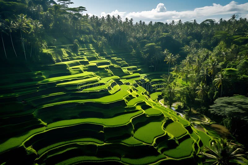 Rice Fields on Terraced of Bali Island, Indonesia Stock Illustration ...