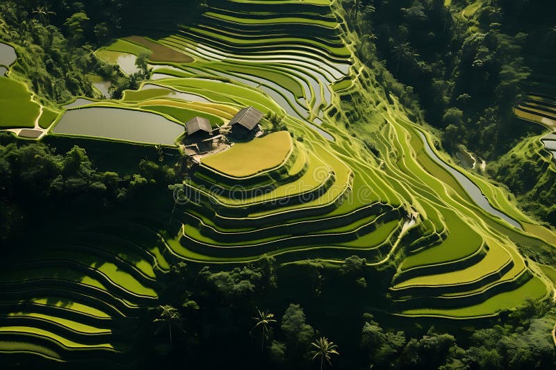 Rice Fields on Terraced of Bali Island, Indonesia Stock Illustration ...