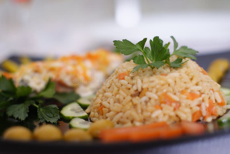 Rice and fish stock image. Image of eating, lemon, plant - 84148103