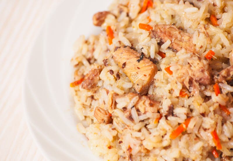 Rice with fish stock image. Image of dinner, dish, cooked - 48895679