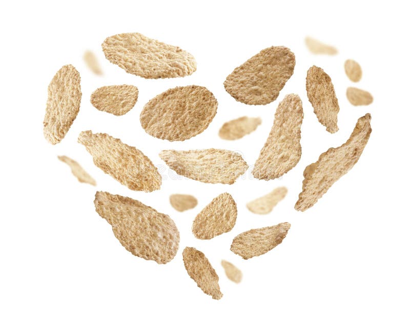 Rice Flakes in the Shape of a Heart on a White Background Stock Image ...