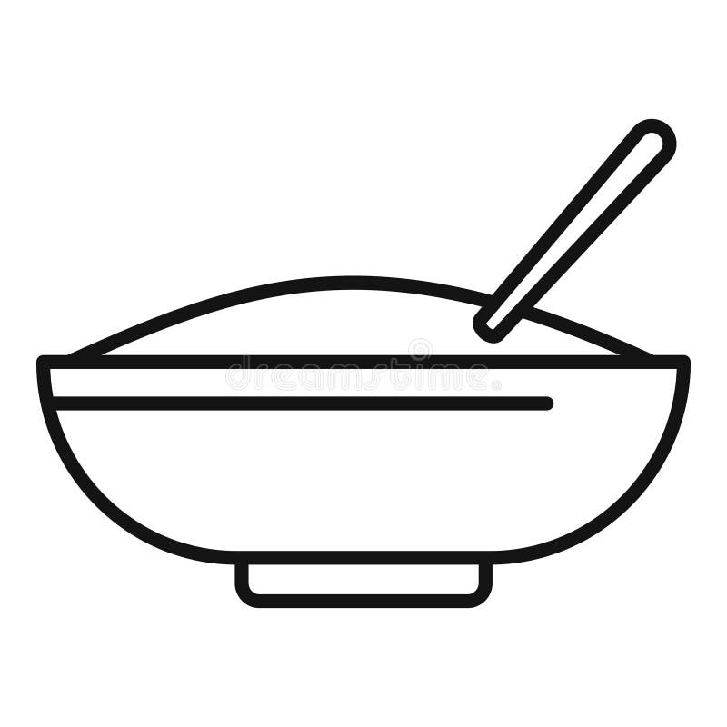 Rice Food Bowl Icon Outline Vector. Container Snack Box Stock ...