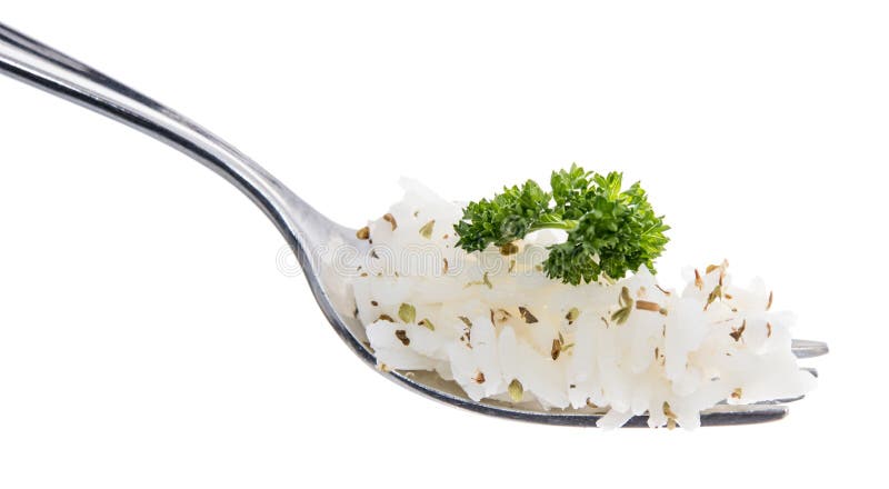 Rice on a Fork stock photo. Image of herbs, background - 26751338