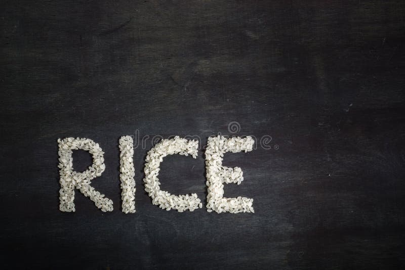 Rice in the Form of Words. View from Above Stock Image - Image of ...