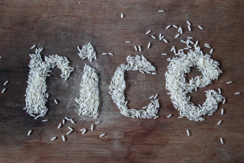 Rice is formed in writing. stock photo. Image of discarded - 210066390