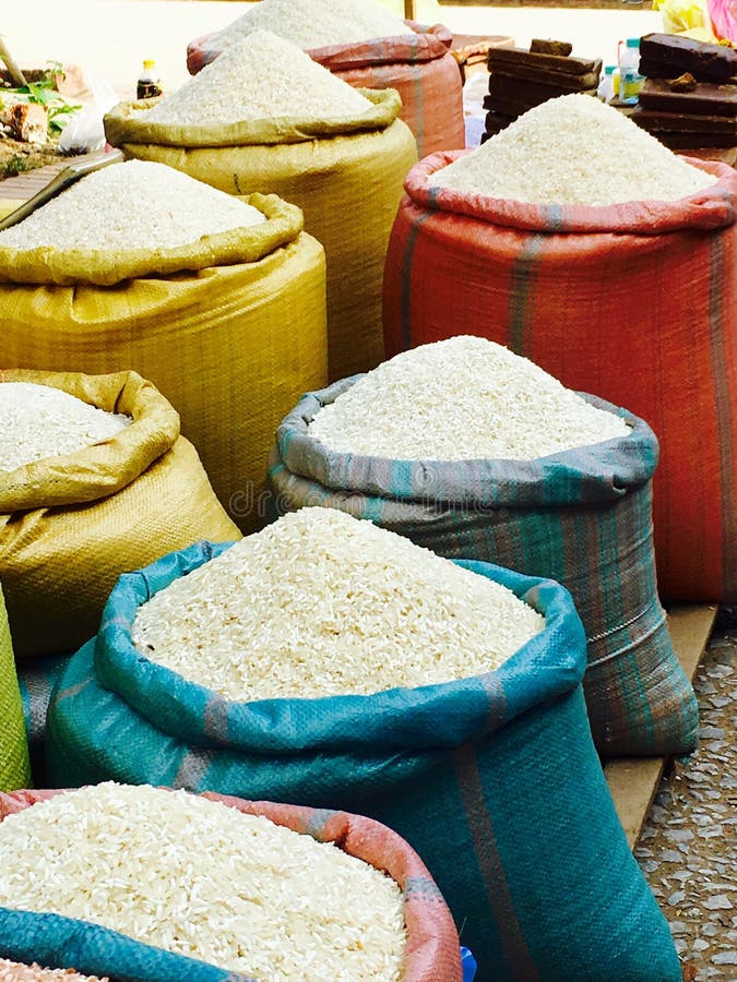 Rice at fresh local market stock image. Image of background - 73757515