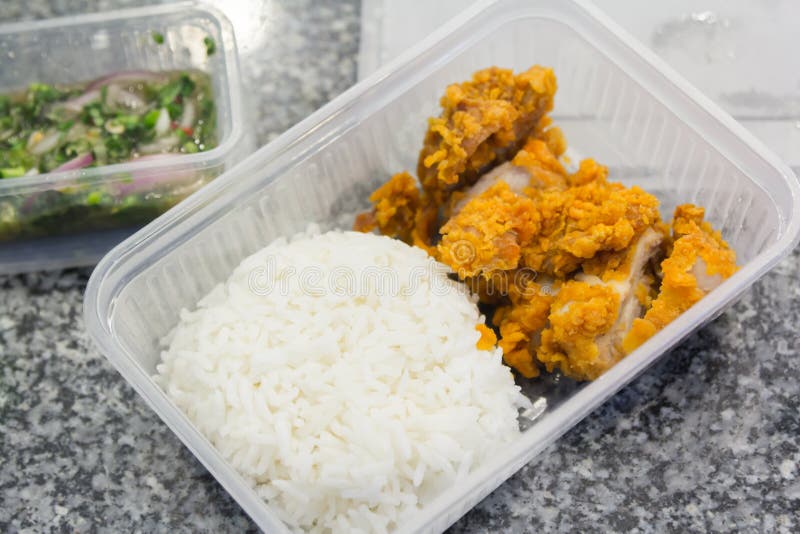Rice with fried chicken. stock image. Image of drumstick - 73936021
