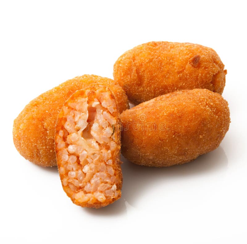 Rice Fried Croquettes in White Background Stock Photo - Image of ...