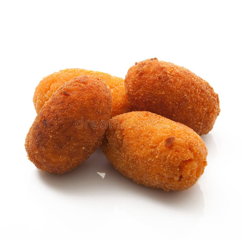 Rice Fried Croquettes in White Background Stock Photo - Image of balls ...