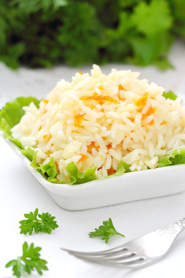 Rice with Fried Vegetables As a Garnish Stock Image - Image of carrot ...