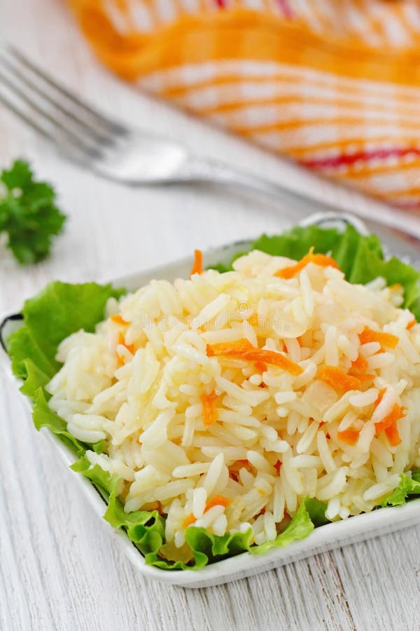 Rice with Fried Vegetables As a Garnish Stock Photo - Image of cereal ...