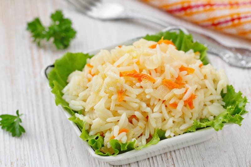 Rice with Fried Vegetables As a Garnish Stock Image - Image of cooked ...