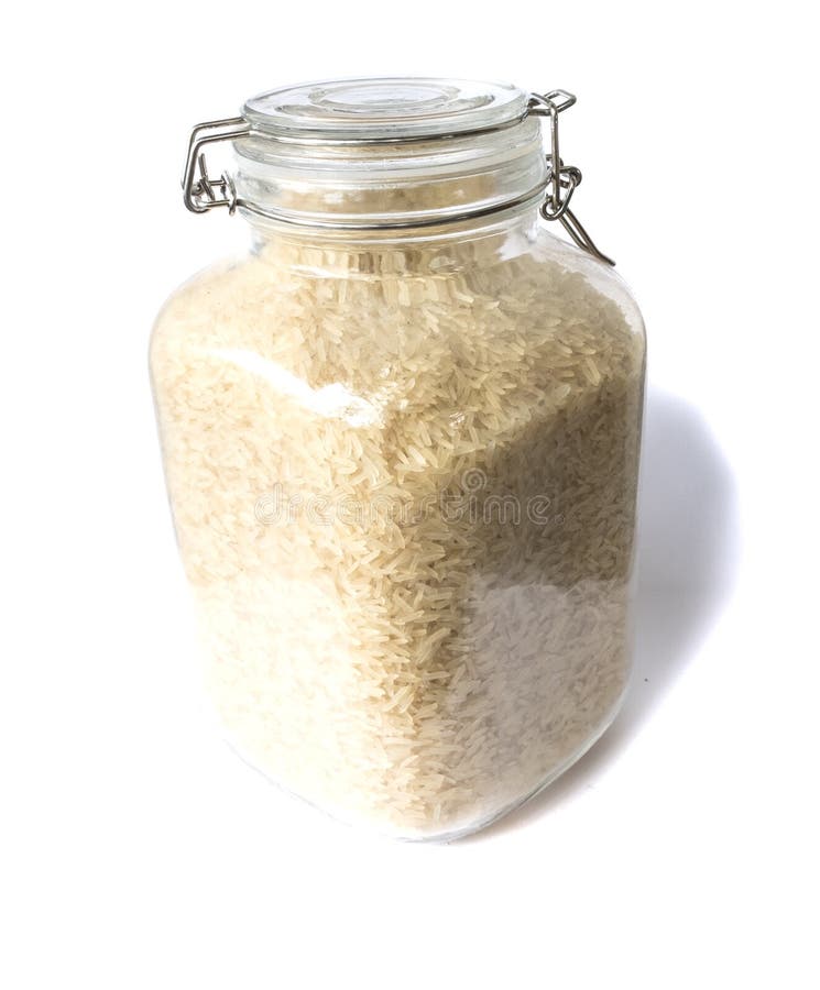 Rice in the glass jar stock photo. Image of glass, container - 83592104