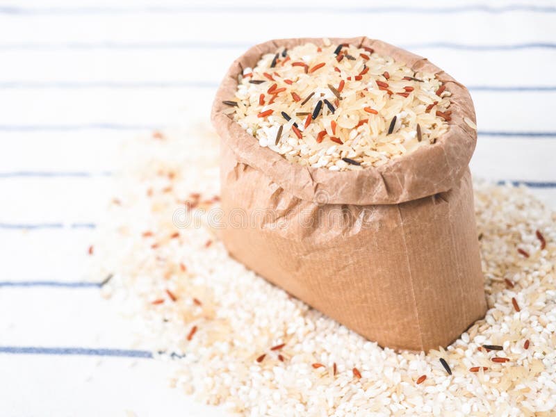 Rice grain paper bag stock photo. Image of dieting, fiber - 156587426
