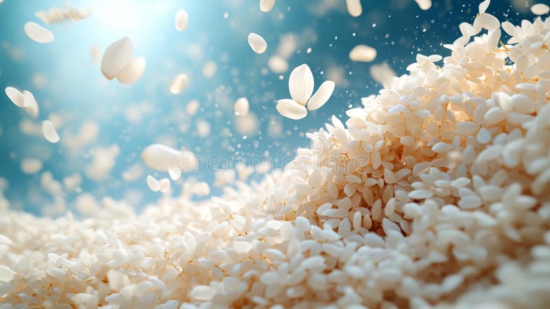 Rice Grains Falling in Soft Light Generative AI Stock Illustration ...