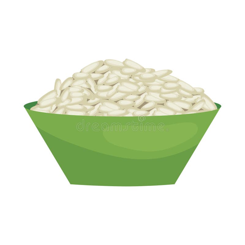 Rice grains in green bowl stock vector. Illustration of harvest - 273167329
