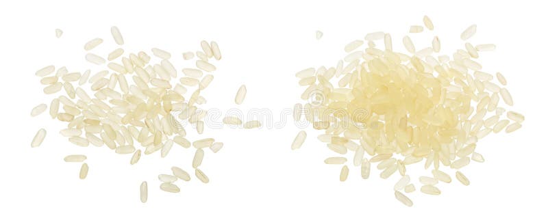 Rice Grains Isolated on White Background. Top View Stock Image - Image ...