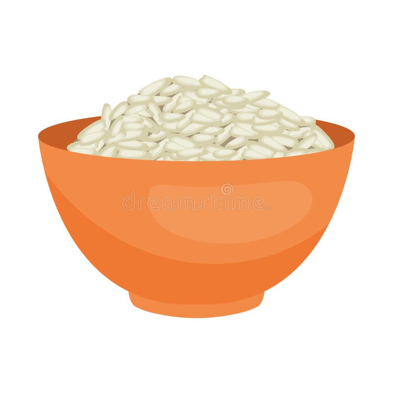 Rice grains in orange bowl stock vector. Illustration of isolated ...