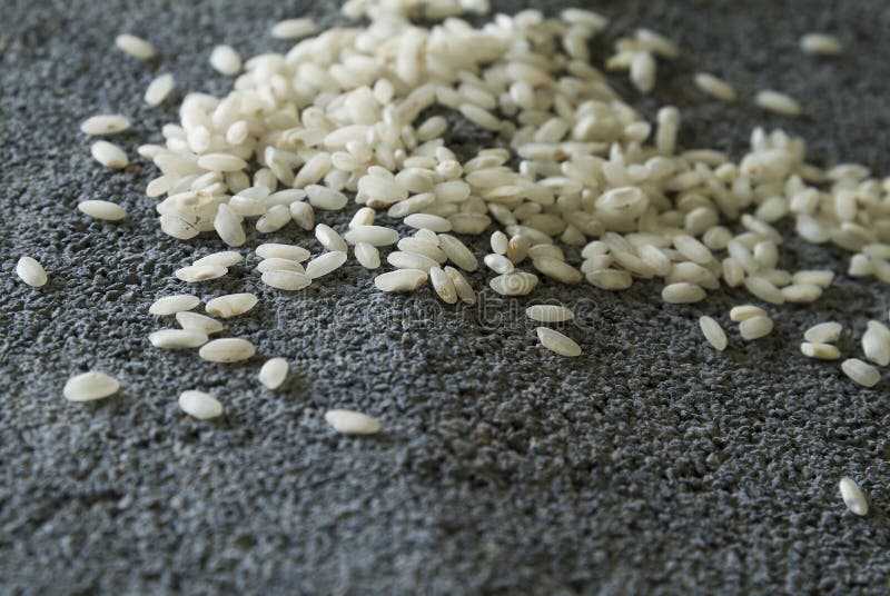Rice Grains on the Stone for Milling Process Stock Photo - Image of ...