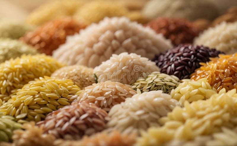 A Rice Grains Varieties with Their Unique Sizes Stock Illustration ...