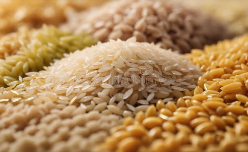 A Rice Grains Varieties with Their Unique Sizes Stock Illustration ...