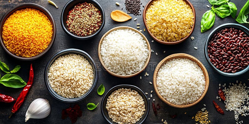 Rice Grains Vary in Size and Texture, with Types Like Jasmine, Basmati ...