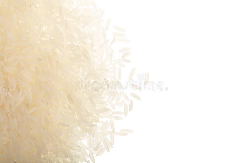 Rice Grains on White Background. Top View Stock Image - Image of ...