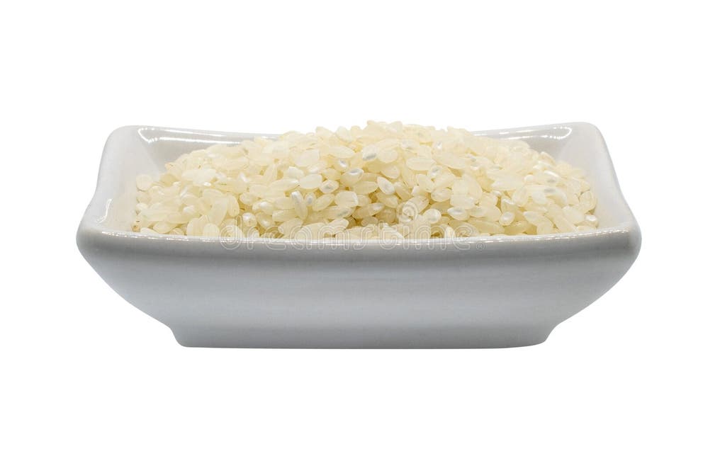 Rice Grains in a White Rectangular Plate. Isolated Stock Image - Image ...