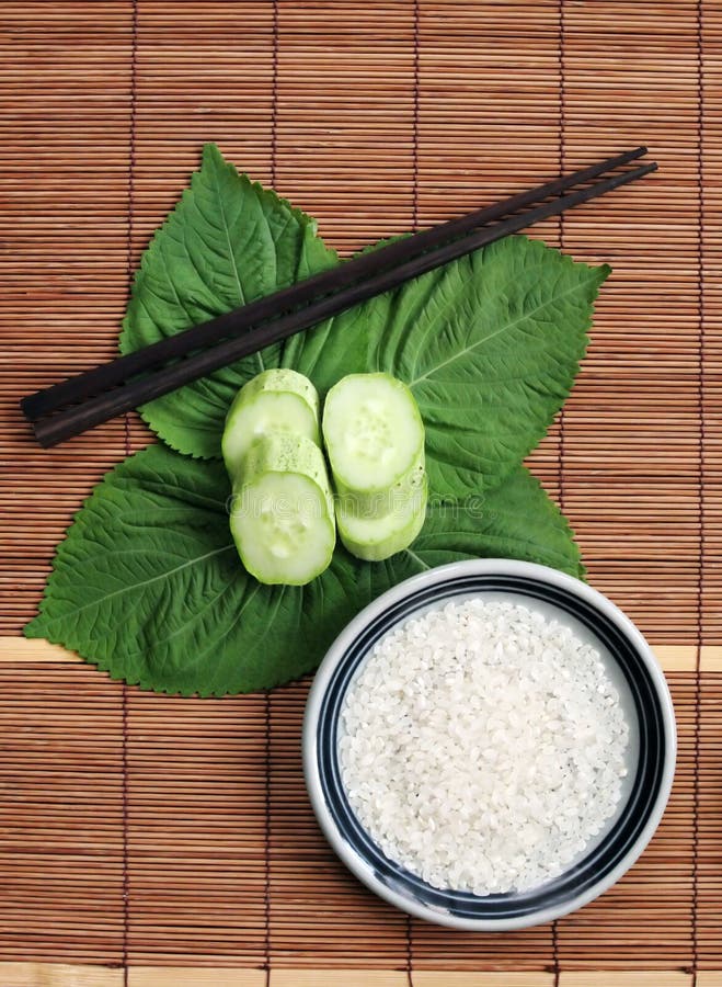 Rice on a Green Leaf - Healthy Eating Stock Image - Image of healthy ...