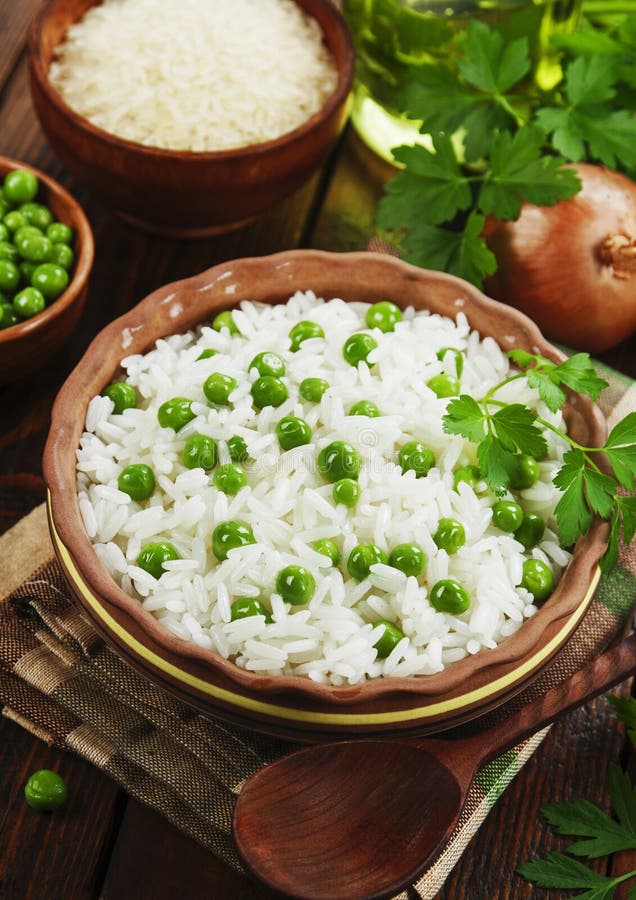 Rice with green peas stock image. Image of palaw, basmati - 164726857