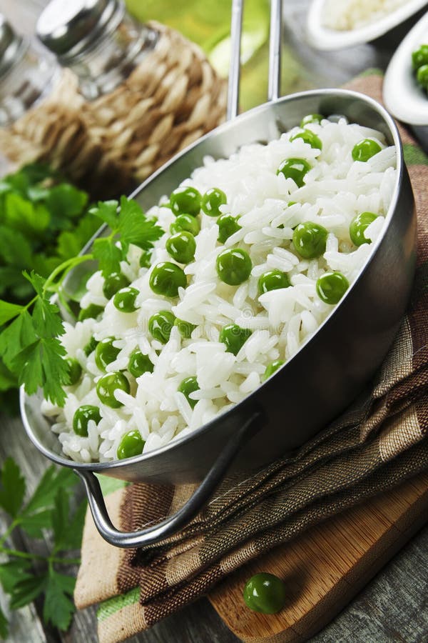 Rice with green peas stock image. Image of meal, healthy - 164727181