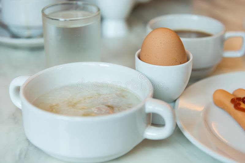 Rice Gruel Breakfast on Table. Stock Image - Image of culture ...