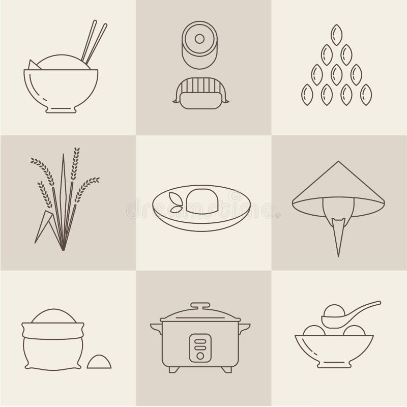 Rice icons stock vector. Illustration of menu, cute, dinner - 36210581