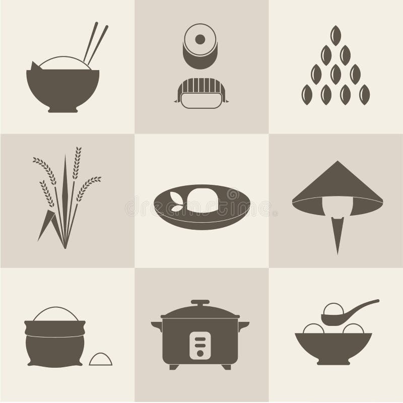 Rice icons stock vector. Illustration of menu, cute, dinner - 36210581