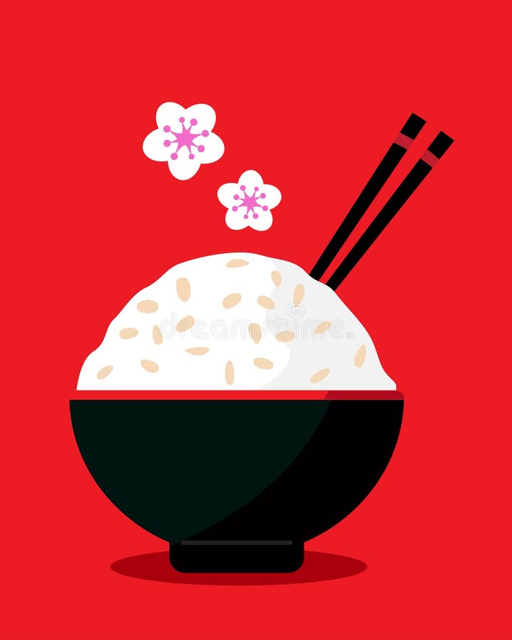 Rice japanese food, sakura stock vector. Illustration of cuisine ...