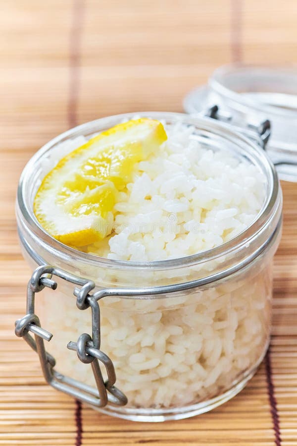 Rice in jar stock photo. Image of yellow, lemon, glass - 70558080