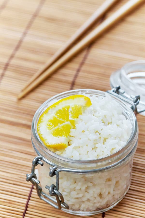 Rice in jar stock photo. Image of cereal, chopsticks - 70452942
