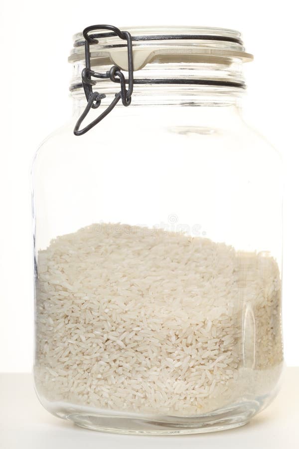 Rice In Jar On White Background Stock Image - Image of canister ...