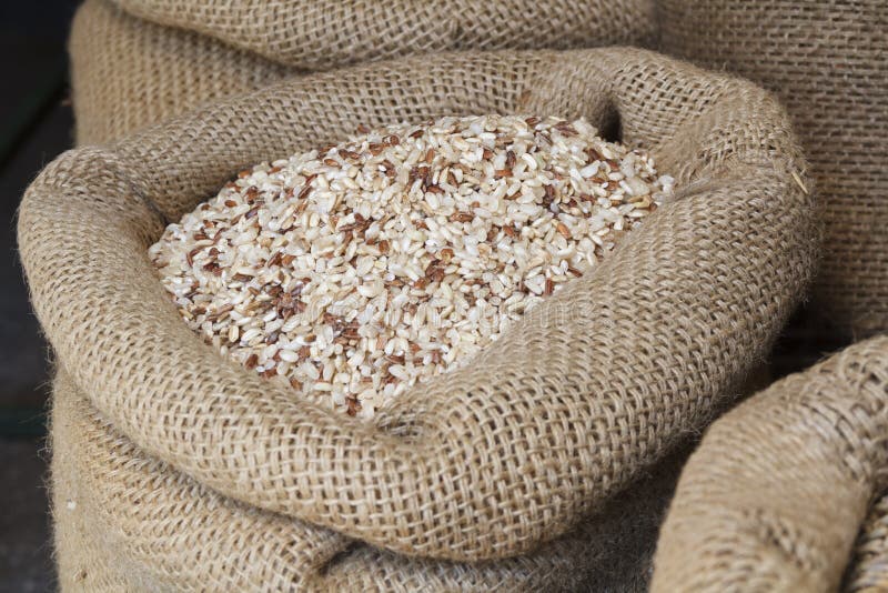 Rice in jute sack stock image. Image of perspective, cereal - 44713717