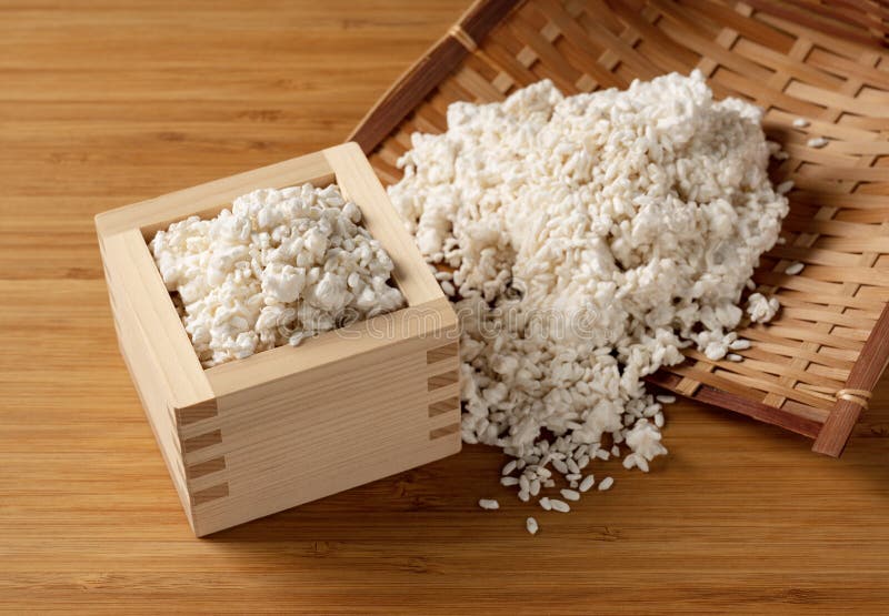 Rice Koji in a Colander and Masu on the Table Stock Image - Image of ...