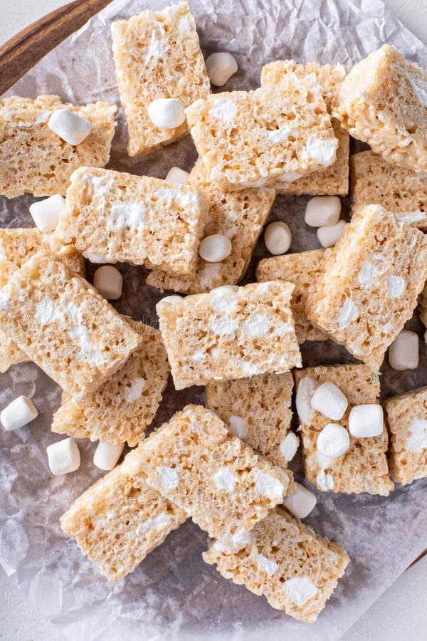Rice Krispie Treats Bites with Marshmallow, Snack for Kids Stock Image ...