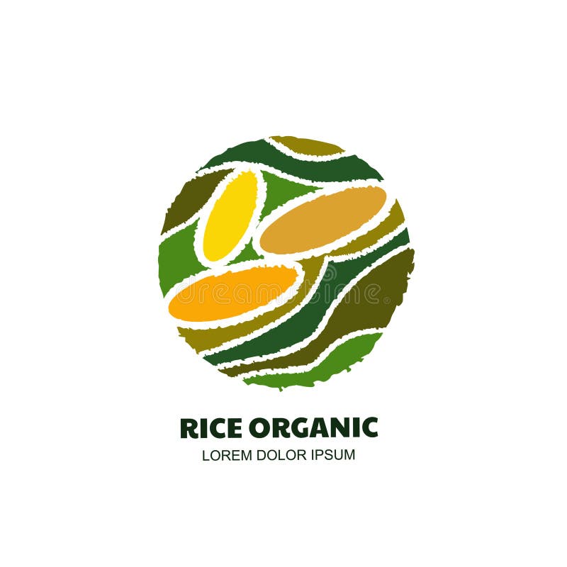 Rice Label Design Template. Sketch Vector Illustration of Cereal Ears ...