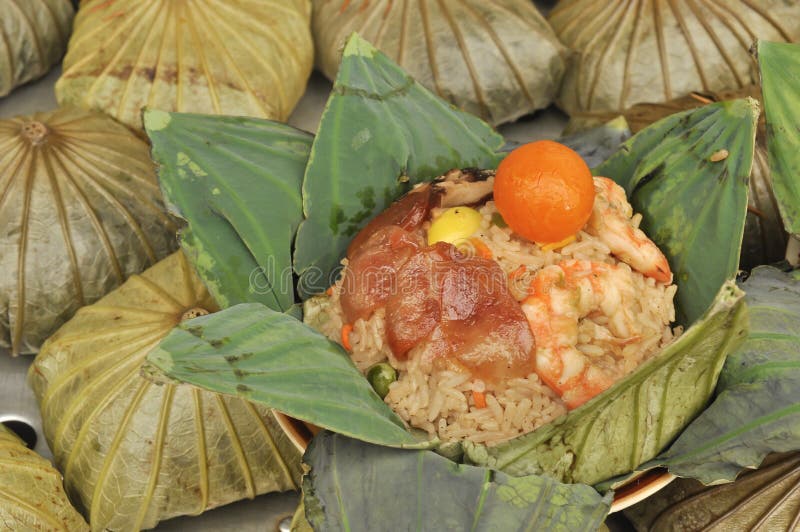Rice in Lotus Leaf, Thai Food Style Stock Image - Image of food, thai ...