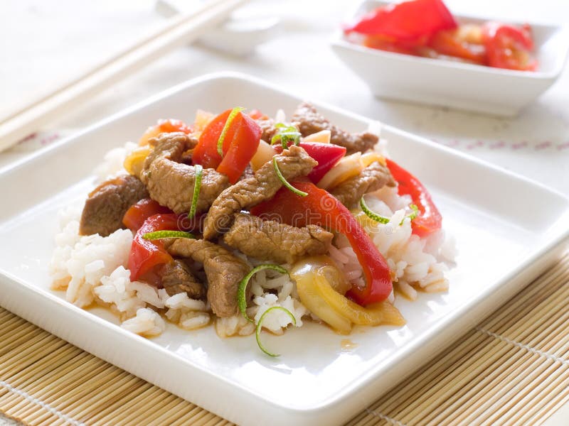 Rice with meat stock image. Image of meal, cuisine, lunch - 37801409