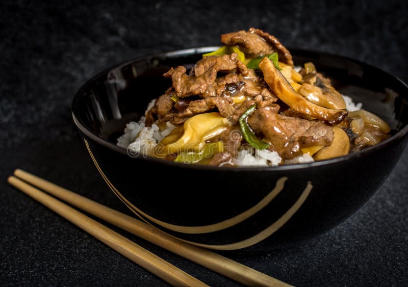 Rice with meat stock photo. Image of beef, oriental, bamboo - 85591682