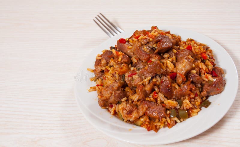 Rice with Meat and Vegetables Stock Photo - Image of italian, fresh ...