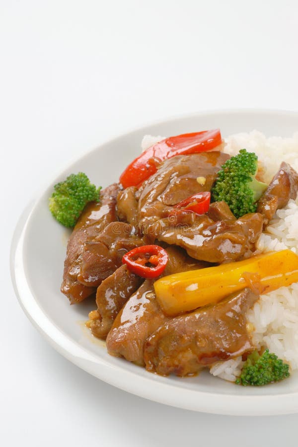 Rice, meat and vegetables stock image. Image of chili - 59917925